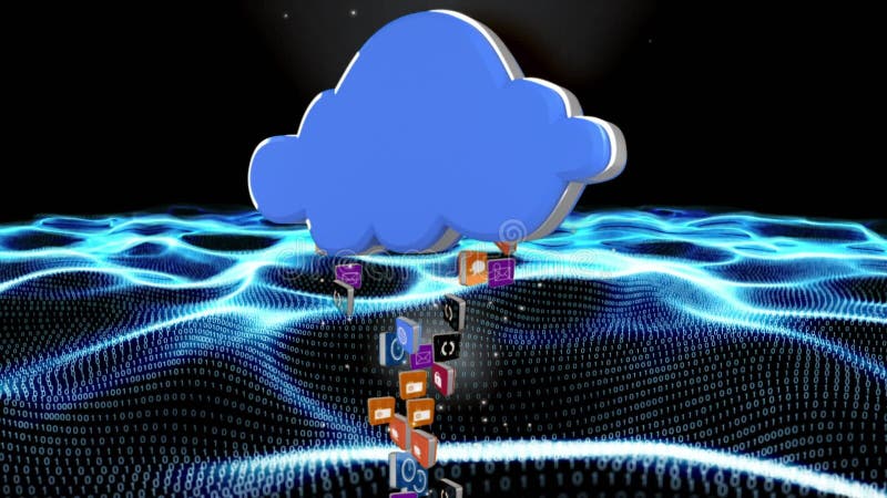 Animation Of Media Icons Over Binary Coding Stock Footage Video Of