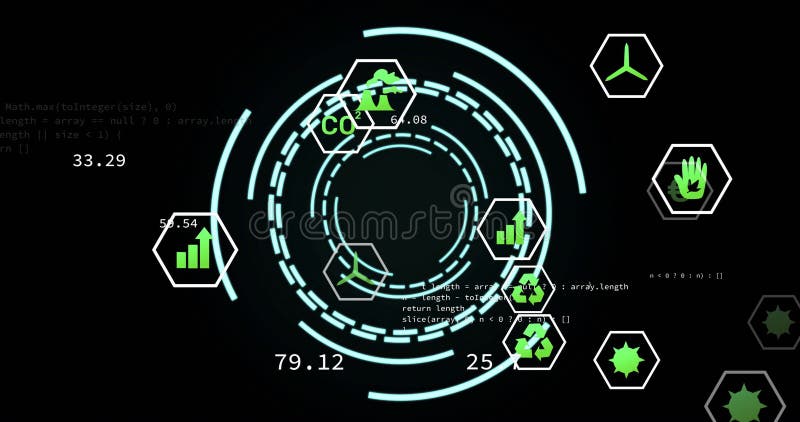 Animation of Media Icons Over Data Processing and Scope Scanning Stock ...