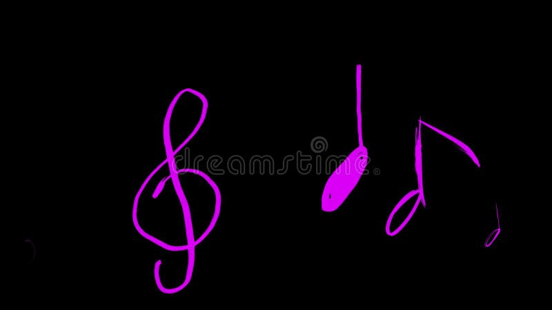 Animation of a Melody with Multi-colored Notes on a Black Screen. Stock ...