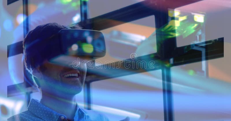 Animation of Men Using Vr Headset Over Server Room Stock Video - Video ...