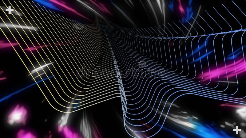 Animation of Mesh and Light Trails on Black Background Stock Footage ...