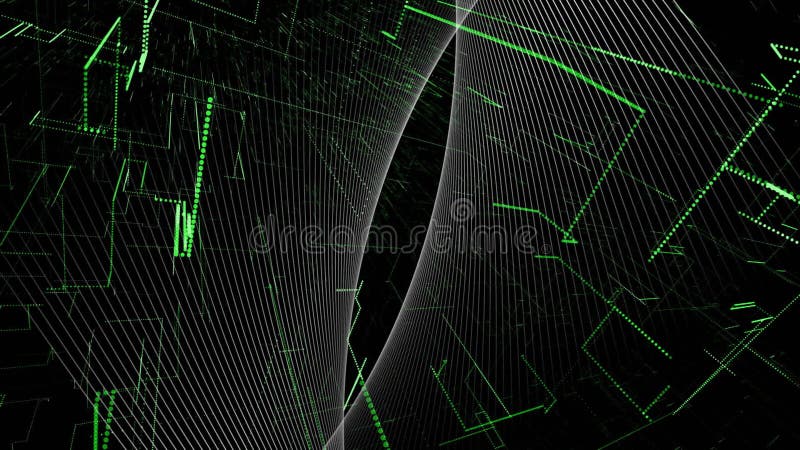 Animation of Mesh of Light Trails Moving Over Black Background Stock ...