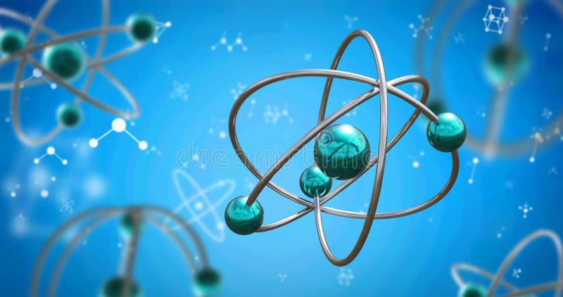 Animation of Micro of Atom Models and Molecules Over Blue Background ...