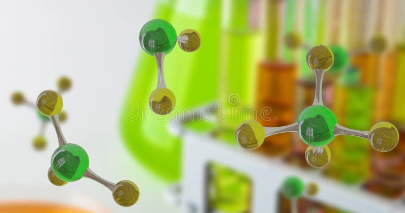 Animation of Micro of Molecules Models and Laboratory Beakers Over ...