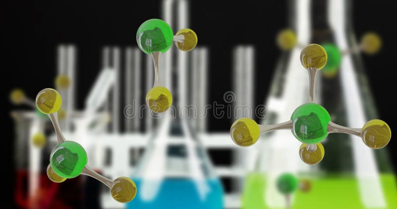 Animation of Micro of Molecules Models and Laboratory Beakers Over ...