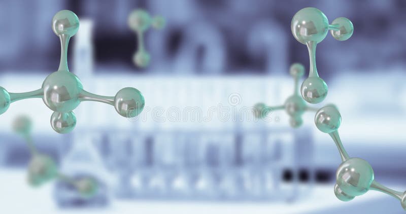 Animation of Micro of Molecules Models and Laboratory Beakers Over ...