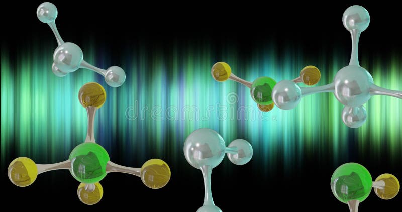 Animation of Micro of Molecules Models and Light Trails Over Black ...