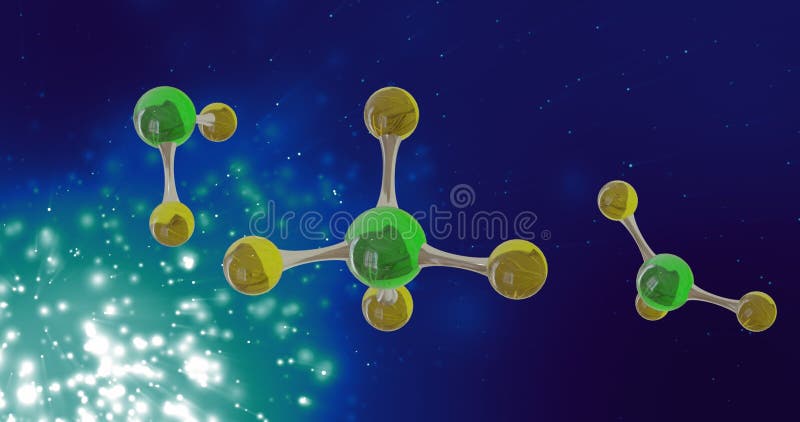Animation of Micro of Molecules Models and Light Trails Over Blue ...