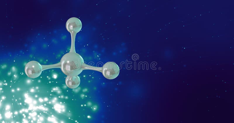 Animation of Micro of Molecules Models and Light Trails Over Blue ...