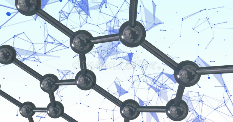 Animation of Micro of Molecules Models Over Blue and White Background ...