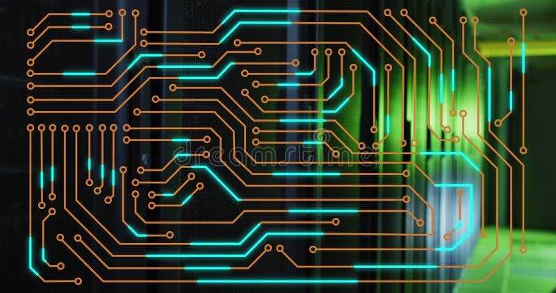 Animation of Microprocessor Connections Against Computer Server Room ... Animation of Microprocessor Connections Against Computer Server Room ...