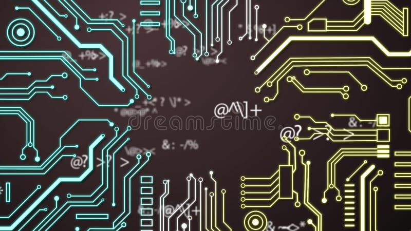 Animation of Microprocessor Connections Over Changing Symbols Against ...