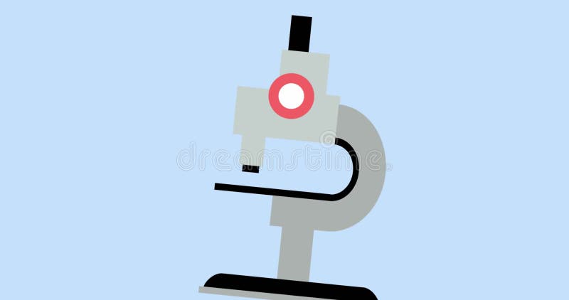 Animation of Microscope Icon Against Copy Space on Blue Background ...