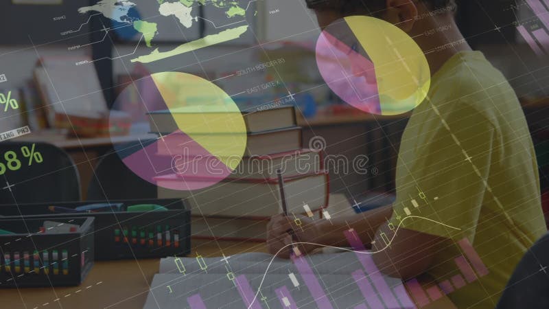 Classroom Working with Finance Graph Transition Stock Video - Video of ...