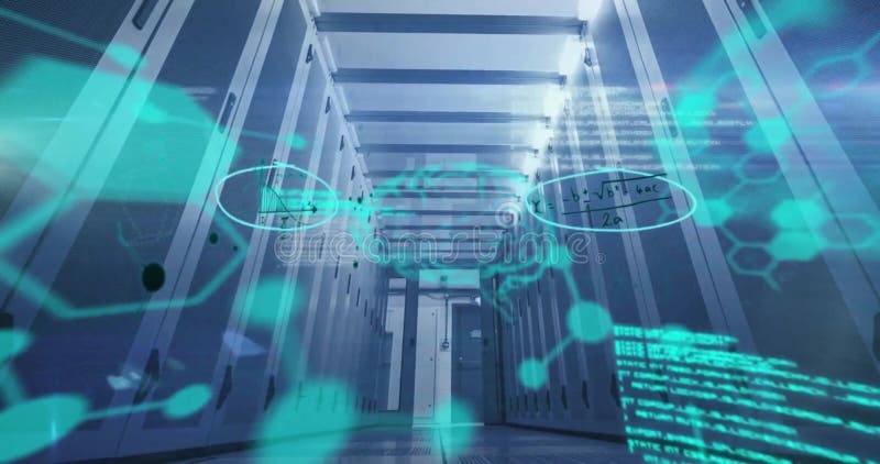 Animation of Molecular Structure Diagrams and Data Processing Over Server Room Stock Footage ...