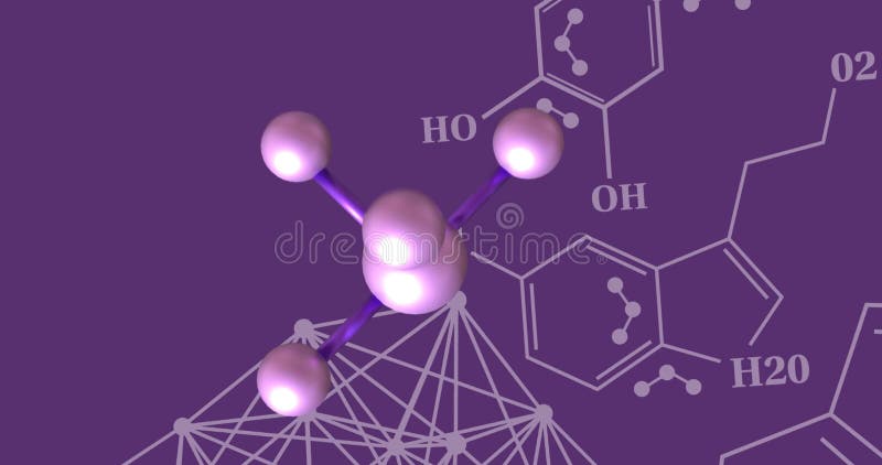 Animation of Molecular Structure and Dna Strand Diagrams Over Purple ...