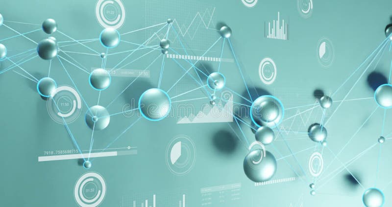 Animation of Molecular Structure with Graphs and Charts on Teal ...