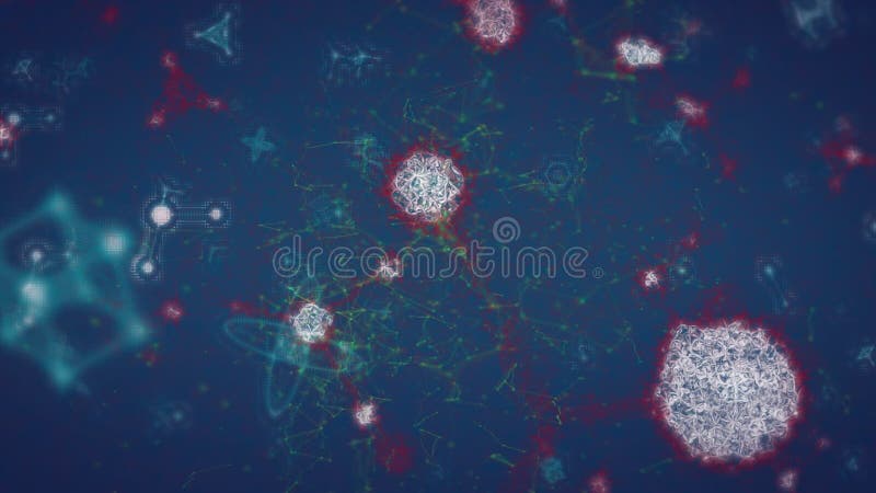 Animation of Molecule Structures Moving on Computer Graphic Background ...