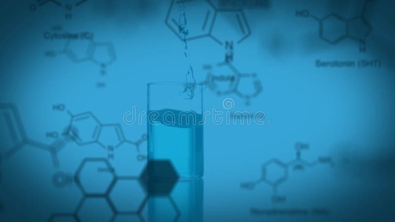 Animation of Molecule Structures Over Chemical Filled Laboratory Flask ...