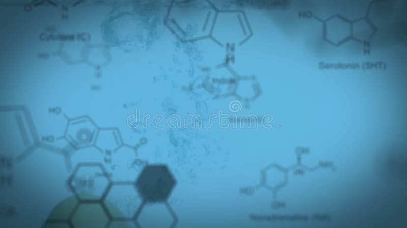 Animation of Molecule Structures Over Lemon Falling in Water Against ... Animation of Molecule Structures Over Lemon Falling in Water Against ...