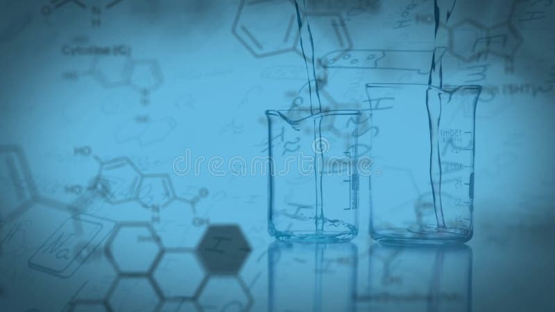 Animation of Molecule Structures Over Liquid Falling in Laboratory ...