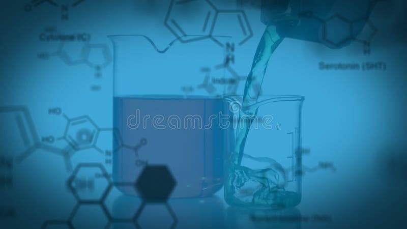 Animation of Molecule Structures Over Liquid Falling in Laboratory ...