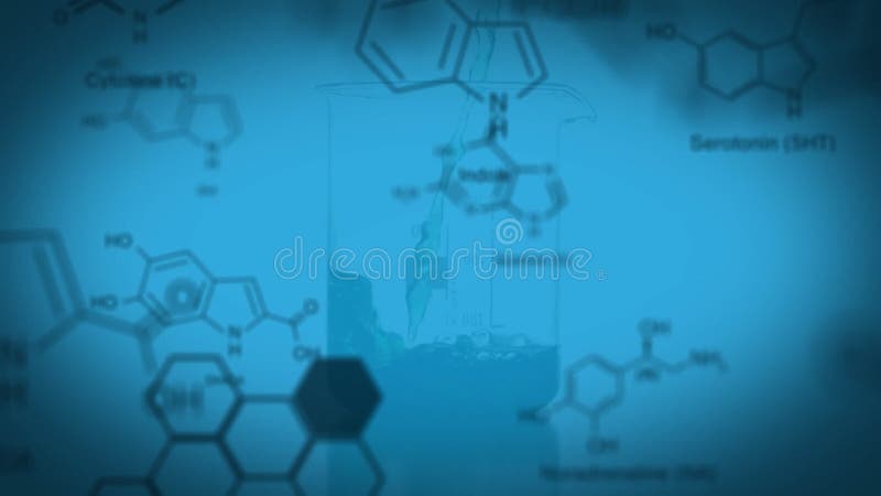 Animation of Molecule Structures Over Liquid Falling in Laboratory ...