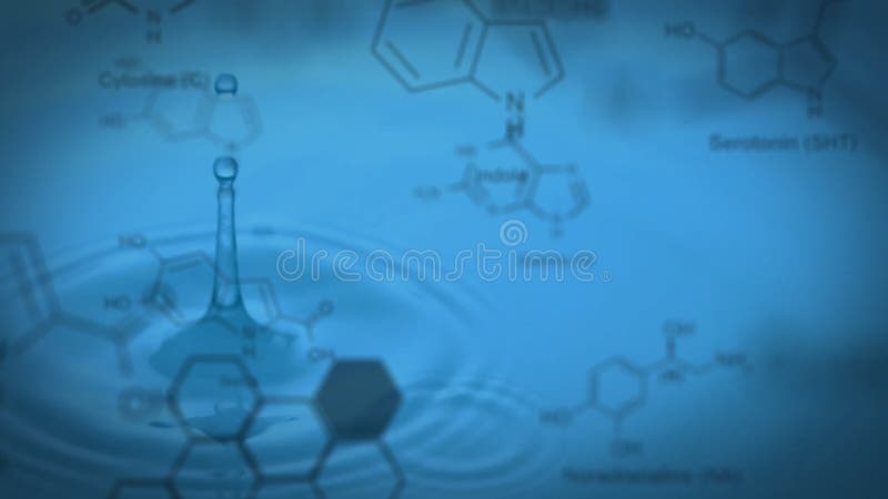 Animation of Molecule Structures Over Water Drops Falling in Water ...