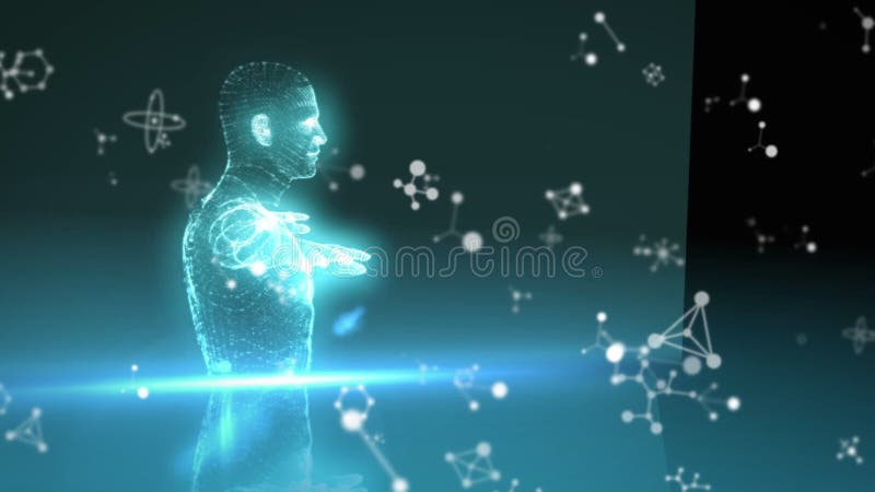 Animation of Molecules and Chemical Elements Floating and 3D Human Body ...