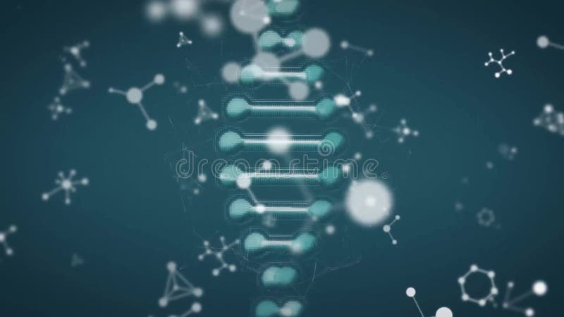 Animation of Molecules and Dna Strand Over Gray Background Stock ...