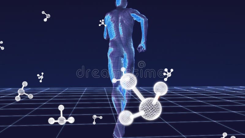 Animation of Molecules Over Digital Human Model Running on Black ...