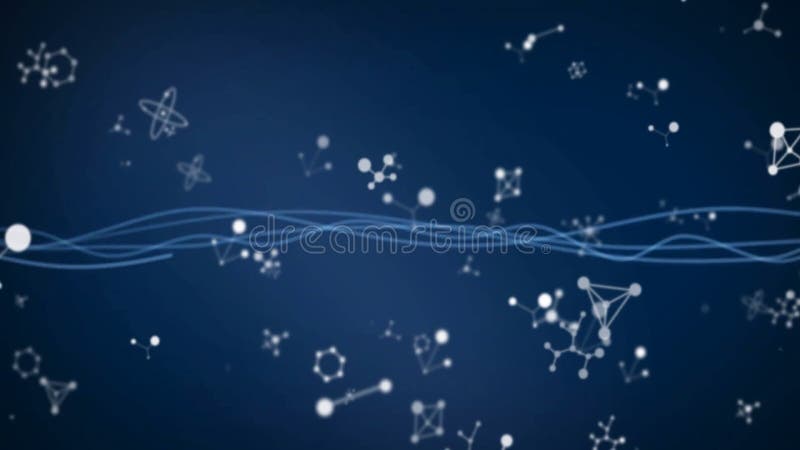 Animation of Molecules Over Lines on Blue Background Stock Footage ...