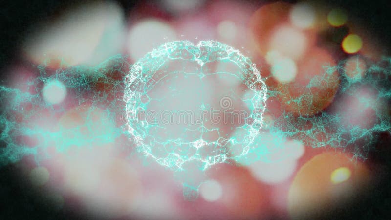 Animation of Molecules Over Moving Cells on Black Background Stock ...