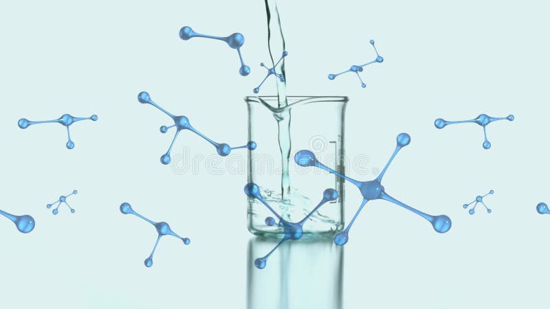 Animation of Molecules Spinning Over Liquid Pouring into Laboratory ...