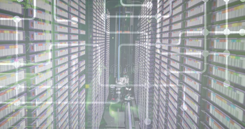 Animation of Motherboard Circuit Over Computer Server Room Stock ...