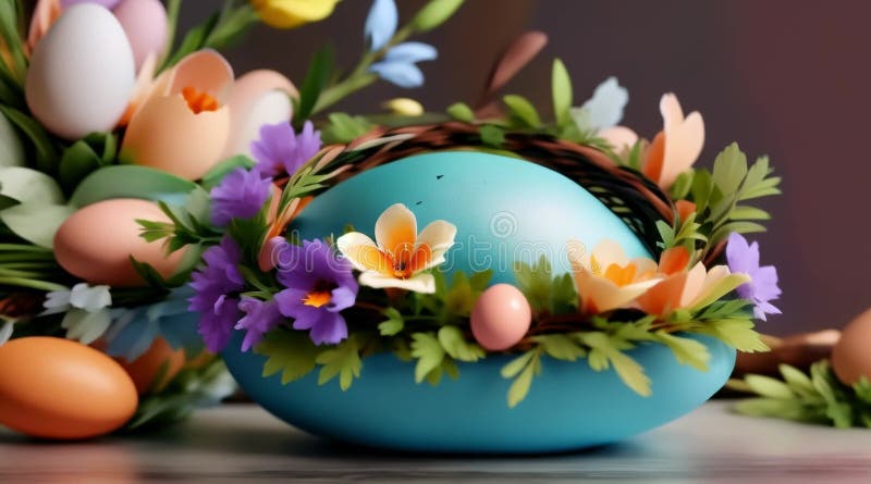 Animation or Motion Effect, Easter Day with Blue Egg Decorated, 60fps ...