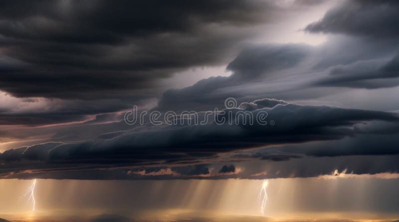 Sdark Brooding Clouds, Lightning Streaking Across the Sky and the Awe ...