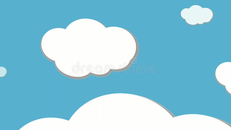 White Clouds Cartoon Animation Falling Down on Blue Background Stock ...