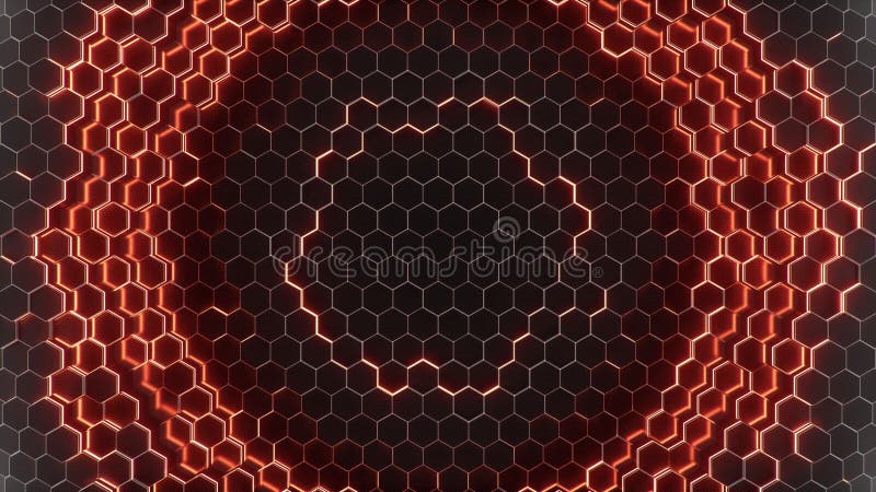 Animation Movement of Red Hexagons with Wave Movements, Honeycomb with Offset Effect. Red ...