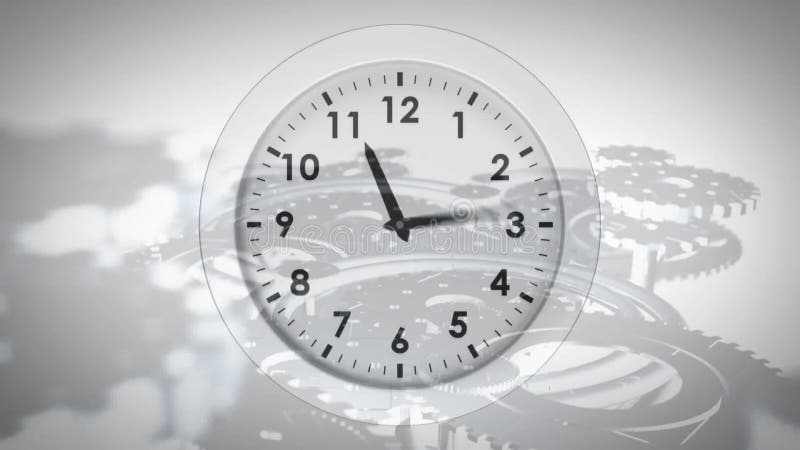 Animation of Moving Clock Cog Wheels on White Background Stock Video ...