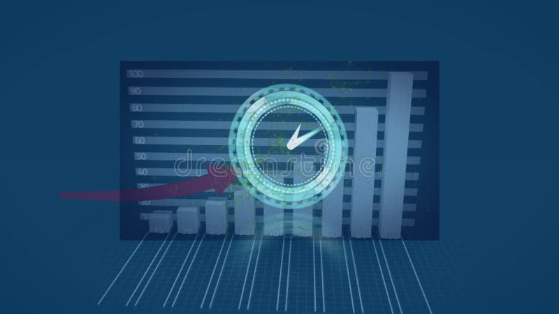 Animation of Moving Clock Over Graph with Arrow Stock Video - Video of ...