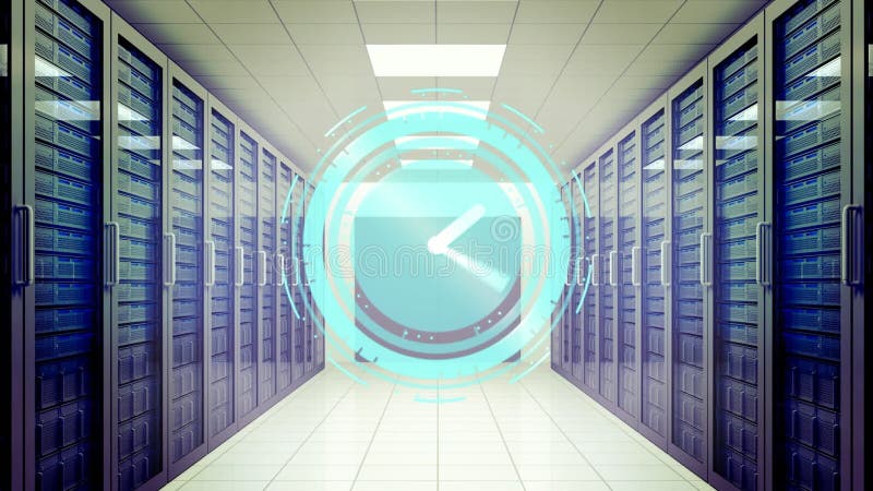 Animation of Moving Clock Over Server Room Stock Video - Video of ...