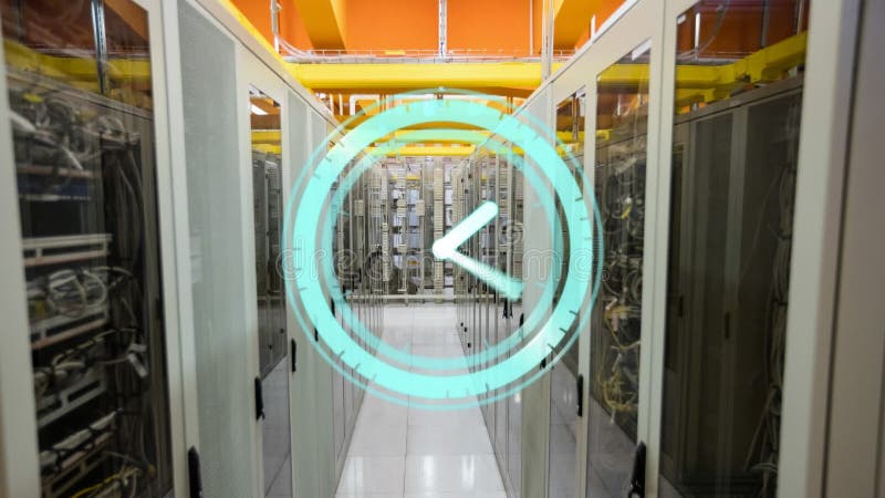 Animation of Moving Clock Over Server Room Stock Footage - Video of ...