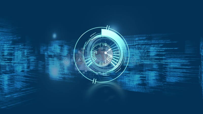 Animation of Moving Clock and Scope Scanning Over Data Processing Stock Video - Video of group ...
