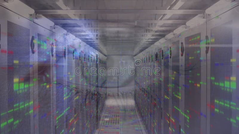 Animation of Moving Columns Over Server Room Stock Video - Video of ...