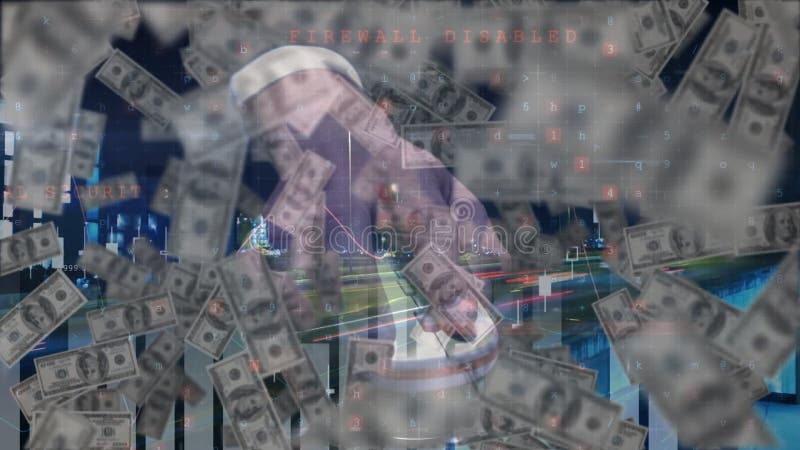 Animation of Moving Data Processing Over Falling Banknote Stock Footage ...