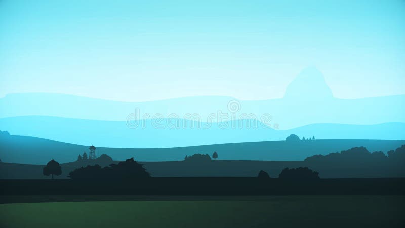 Animation Moving of Landscape in Cartoon Style. Digital Design Concept ...