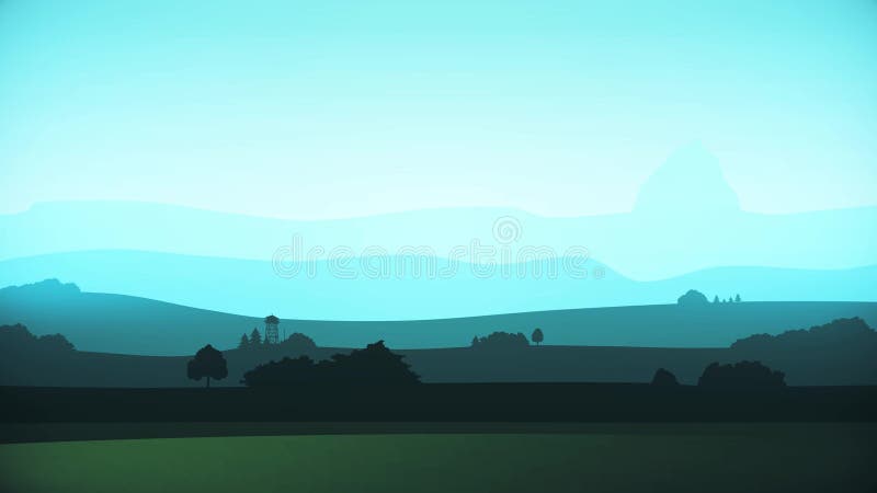Animation Moving of Landscape in Cartoon Style. Digital Design Concept ...