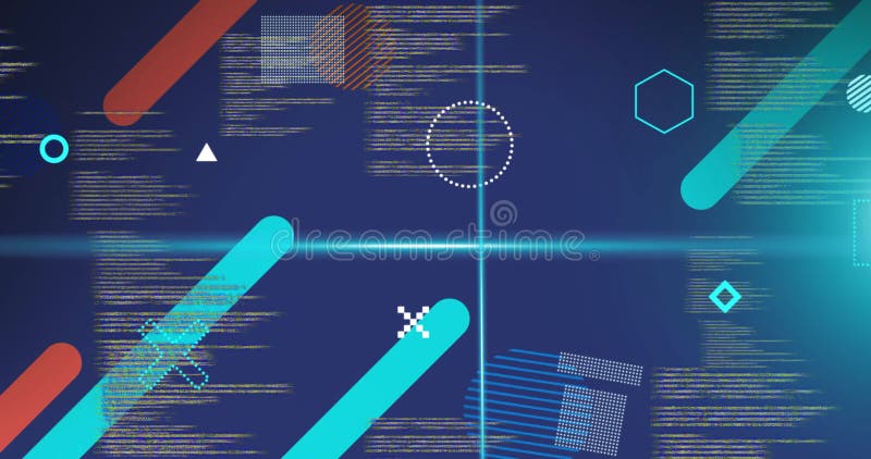 Animation of Moving Shapes and Blue Scanner Beams Over Data Processing ...