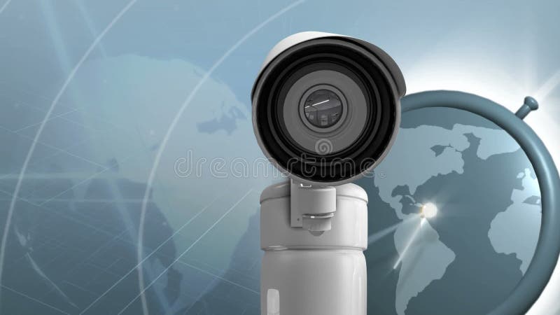 Animation of Moving Surveillance Camera with Turning Grey Globe and ...